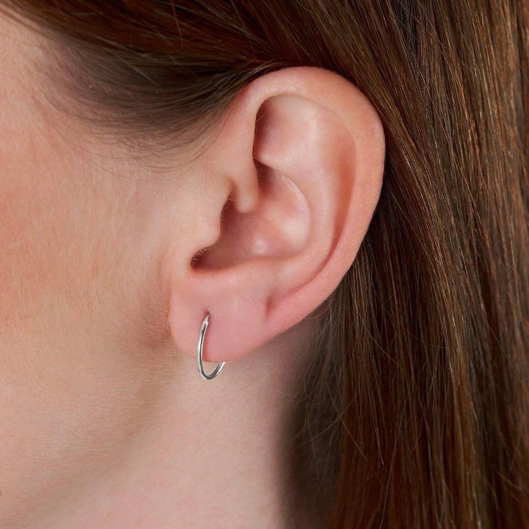 3 Pack Sterling Silver Endless Hoop Earrings Set - Etsy