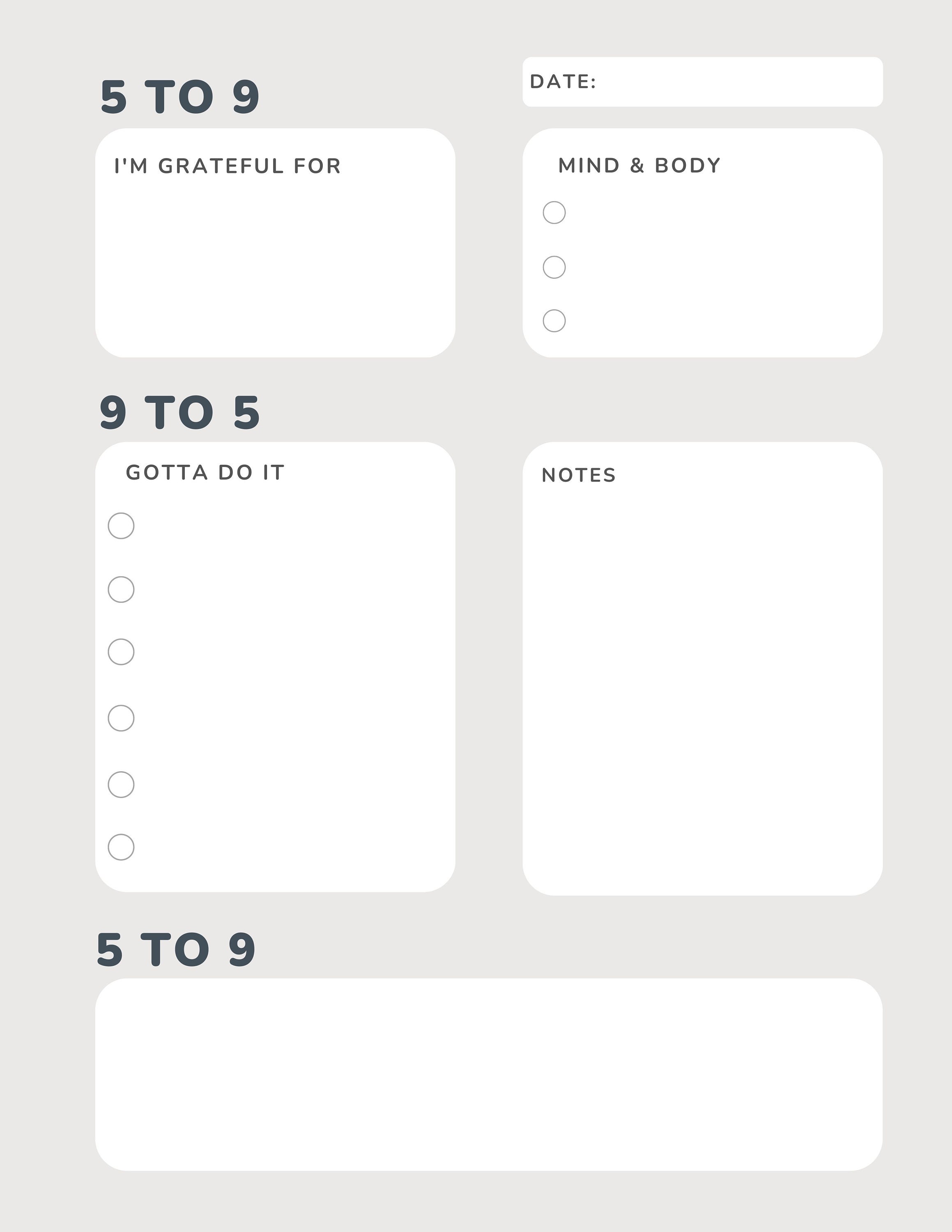 5 to 9/9 to 5/5 to 9 Day Planner - Etsy