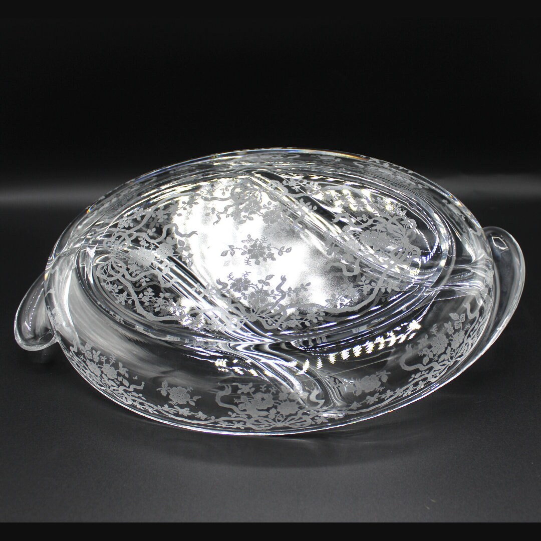 Vintage Fostoria Romance Divided Serving Dish: Clear Glass Three Part ...