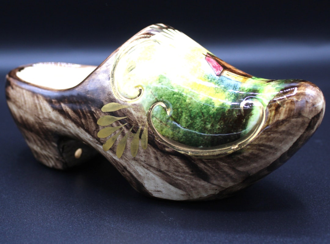 Vintage Decorative Ceramic Clog: Hand Painted | Gold Trim | Belgium ...