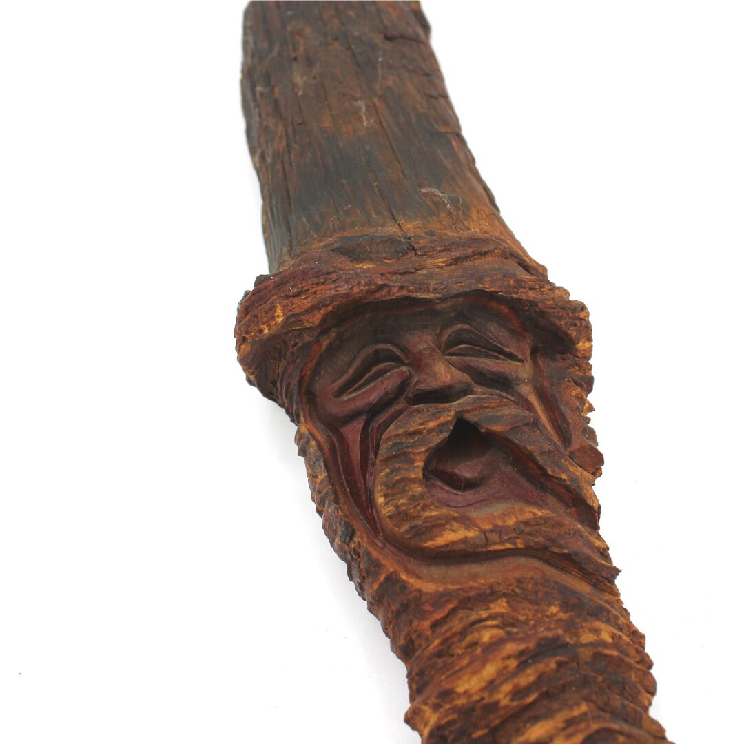 Vintage Hand Carved Wood Bearded Wizard Wall Hanger Sculpture 13 ...