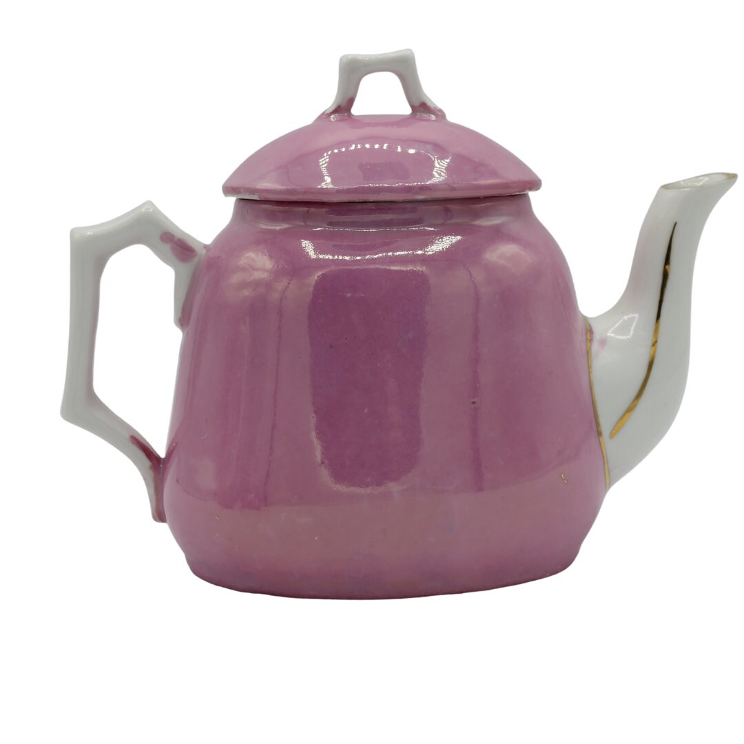 Vintage Ceramic Children's Pink Teapot Set Set: Pink Floral Design Gold ...