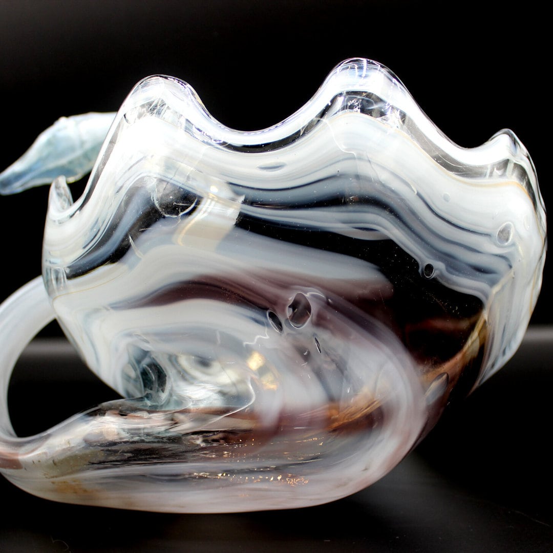 Vintage Sooner Glass Swan Bowl: Handshaped Molten Glass - Etsy