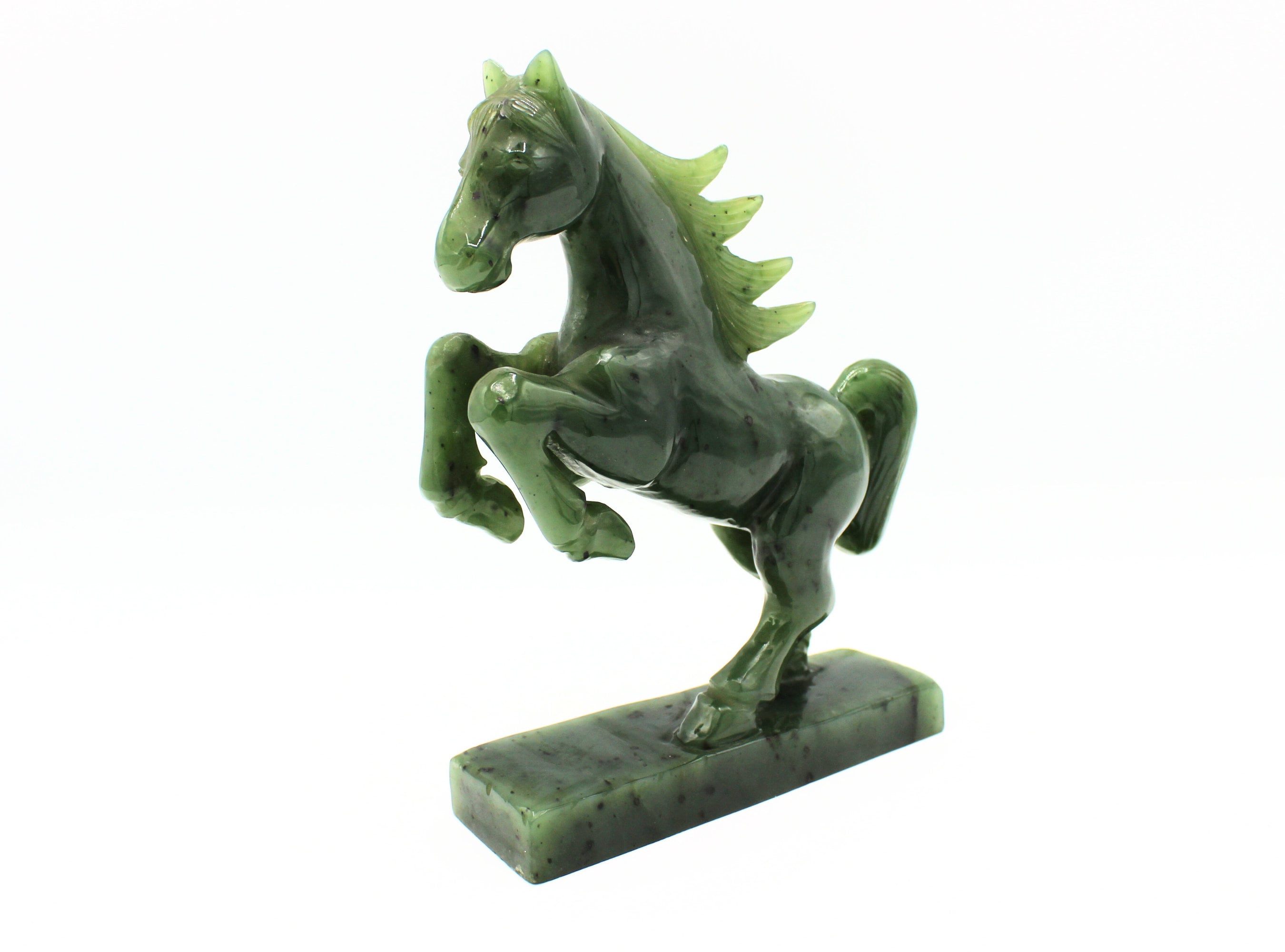 Vintage Hand Carved Green Nephrite Jade Rearing Horse Sculpture ...
