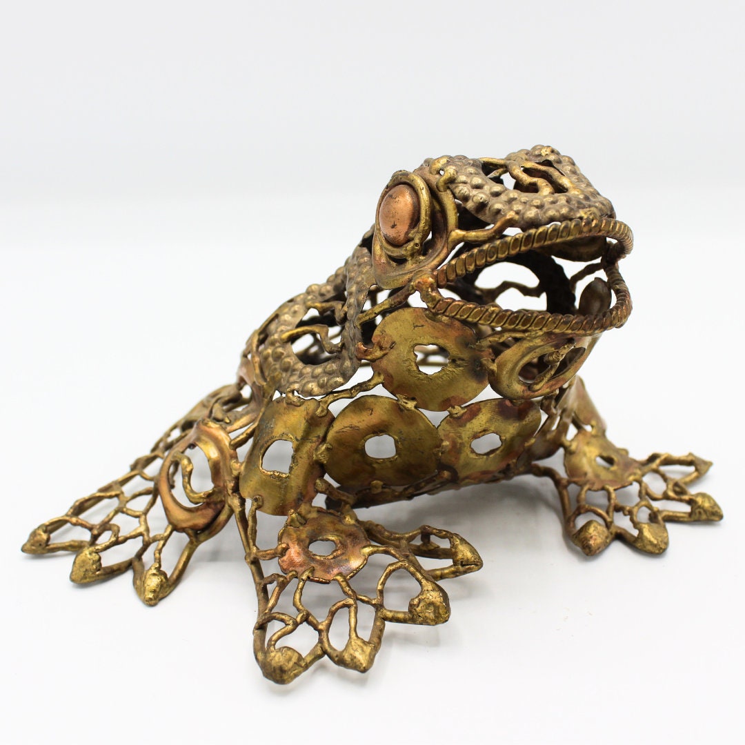 Vintage Brass Copper Frog Toad Sculpture Figurine: Modernist Design ...