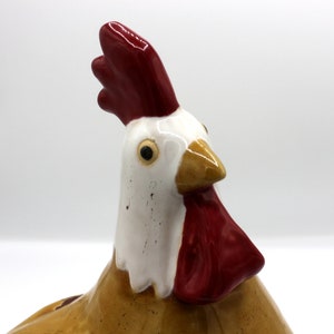Charming Vintage Large Ceramic Pottery Chicken Rooster: Red Comb Wattle ...