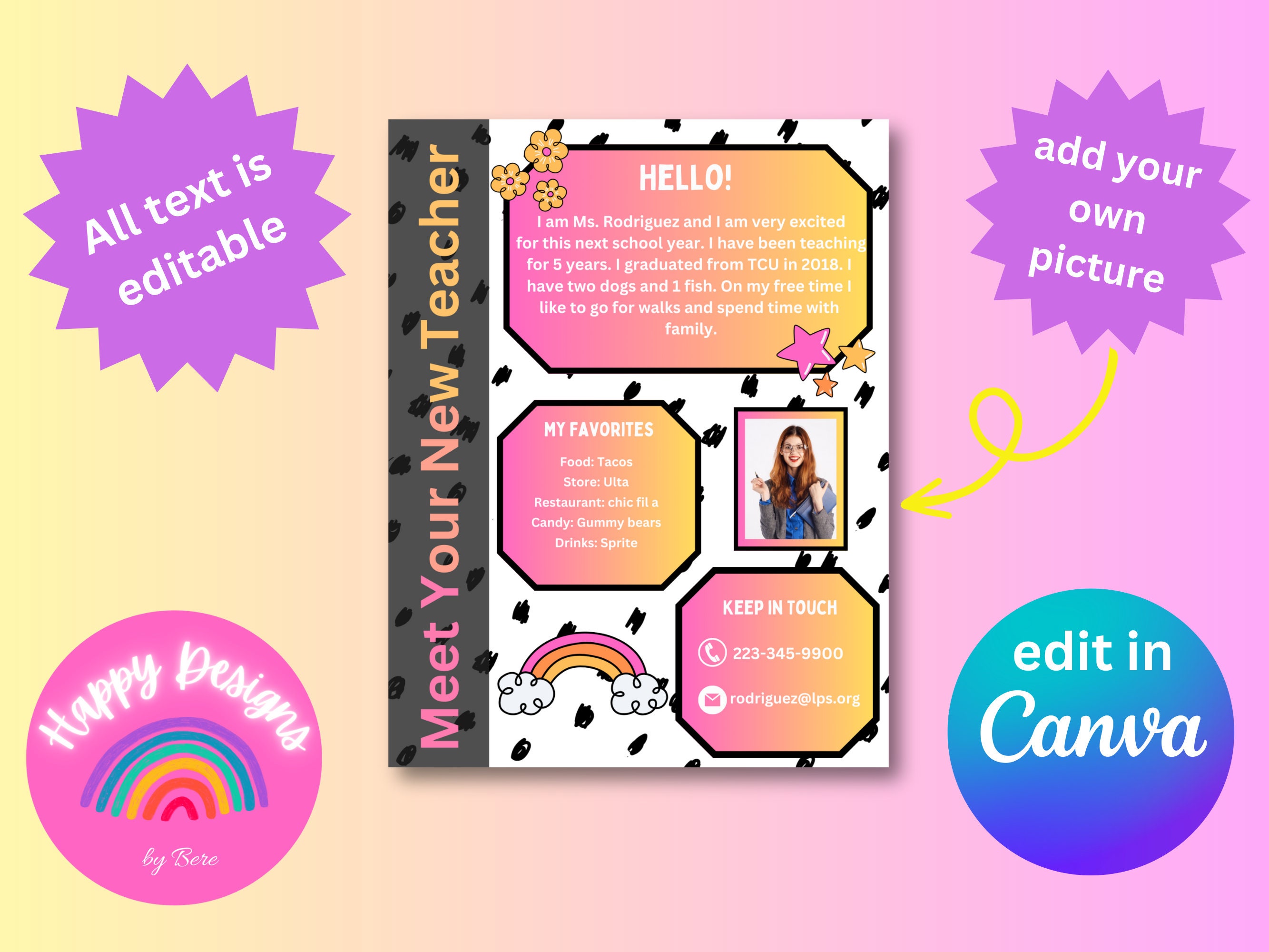 Meet the Teacher Letter Template, Editable in Canva - Etsy