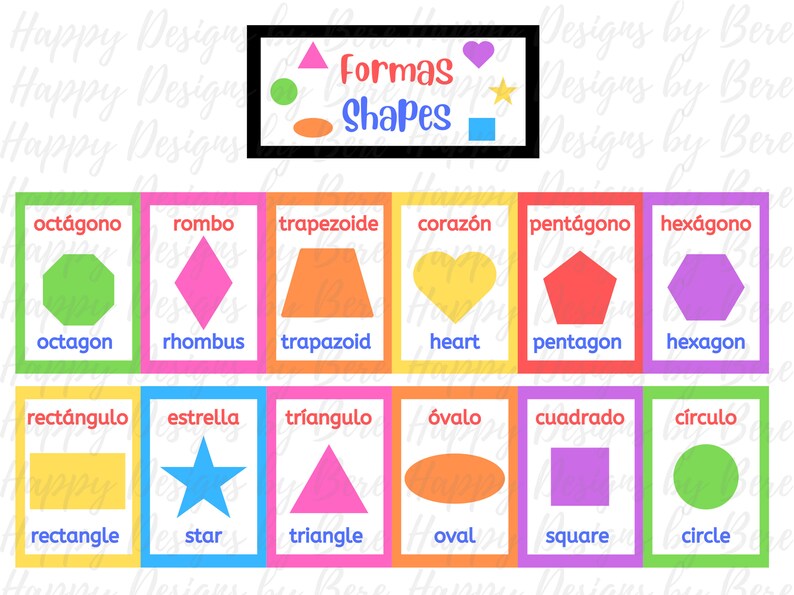 Bilingual Shapes Posters for Classroom, Dual Language, Daycare Decor - Etsy