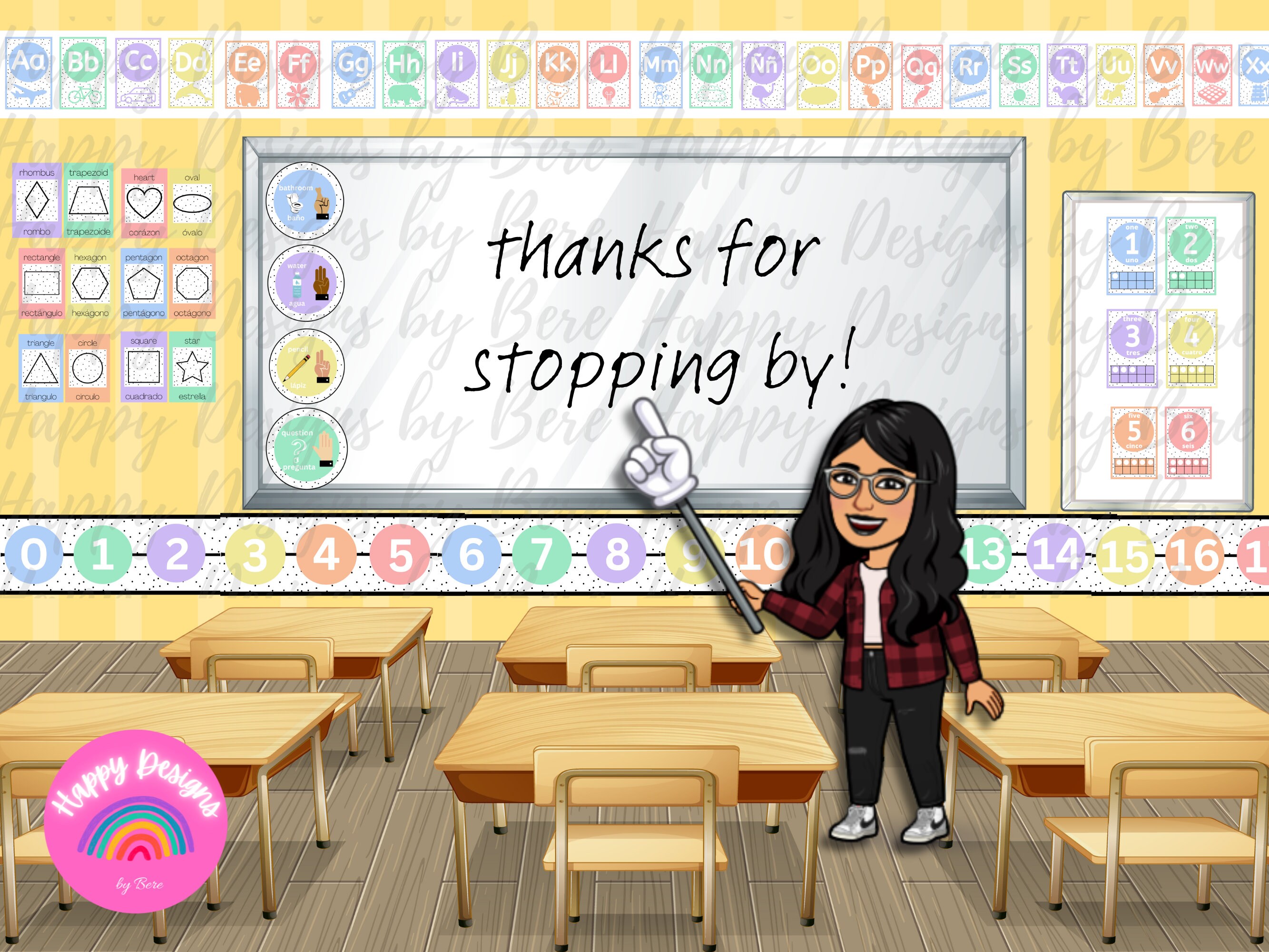 Number Line in Rainbow Pastels Colors, Classroom Decor, PDF Download - Etsy