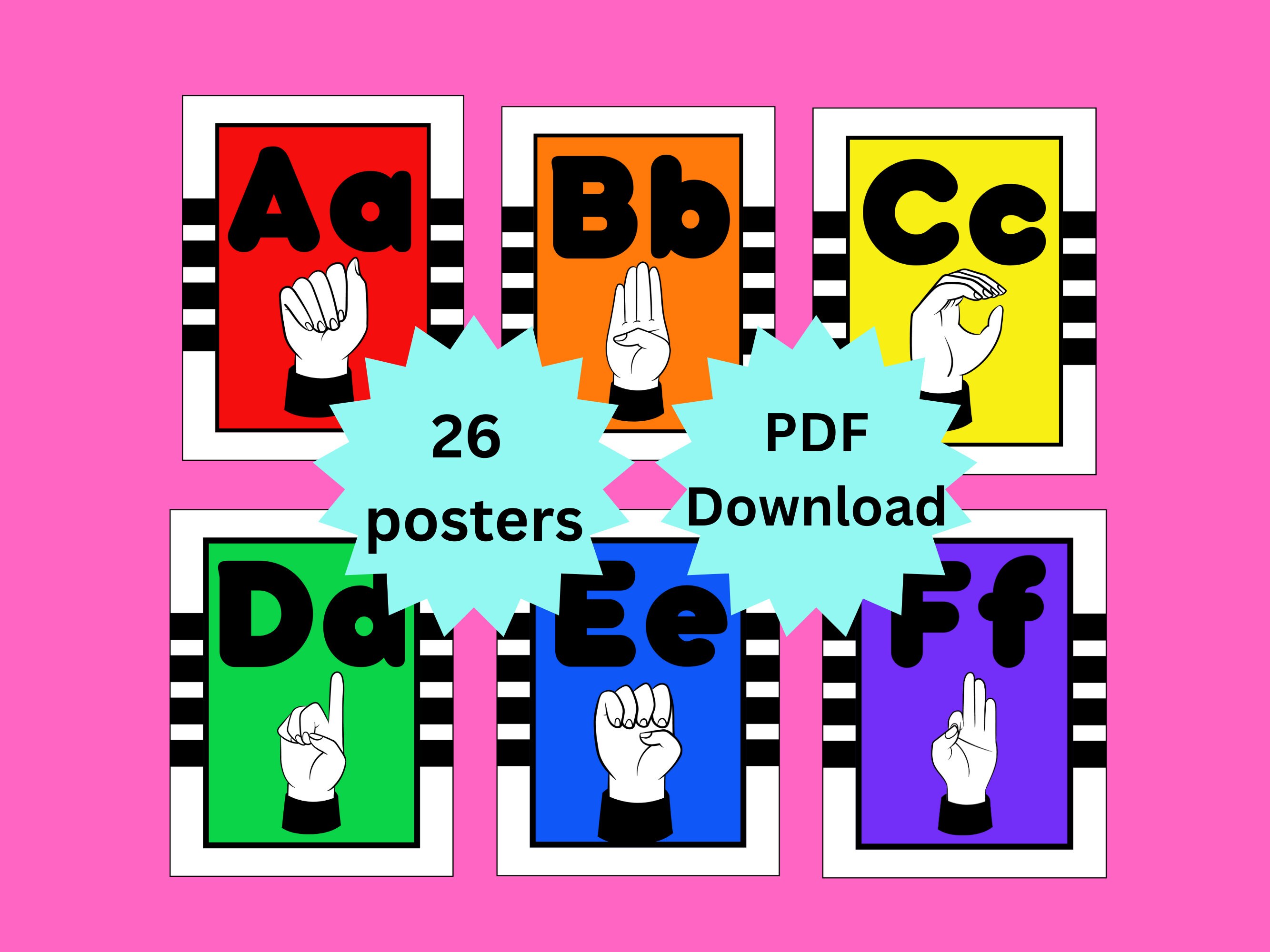 Sign Language Alphabet Posters, Classroom Decor, PDF File - Etsy