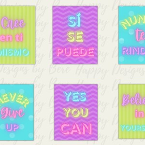 Bilingual Motivational Posters,neon, Dual Language, Instant Download ...