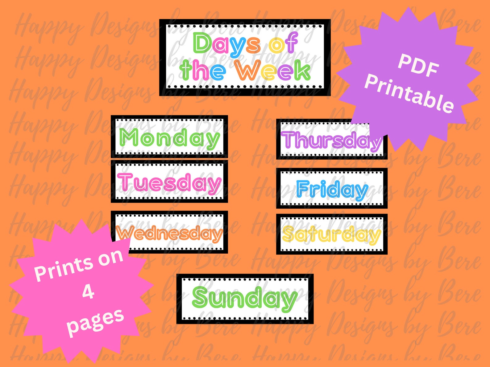 Days of the Week Classroom Posters, Classroom Decor, Daycare Decor, PDF ...