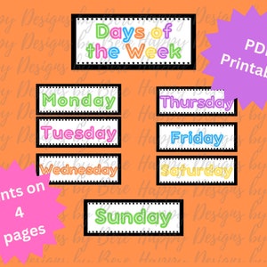 Days of the Week Classroom Posters, Classroom Decor, Daycare Decor, PDF ...