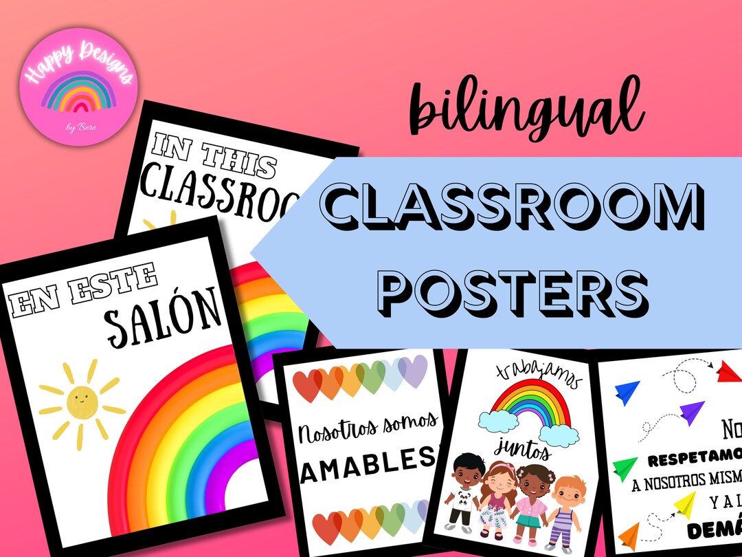 Bilingual Classroom Posters, Rainbow Theme, PDF Download - Etsy