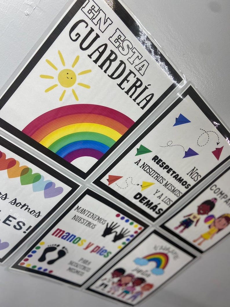 Bilingual Classroom Posters, Rainbow Theme, PDF Download - Etsy