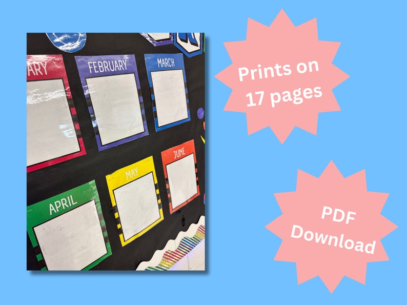 Birthday Bulletin Board, Rainbow and Stripes Theme, Classroom Decor ...