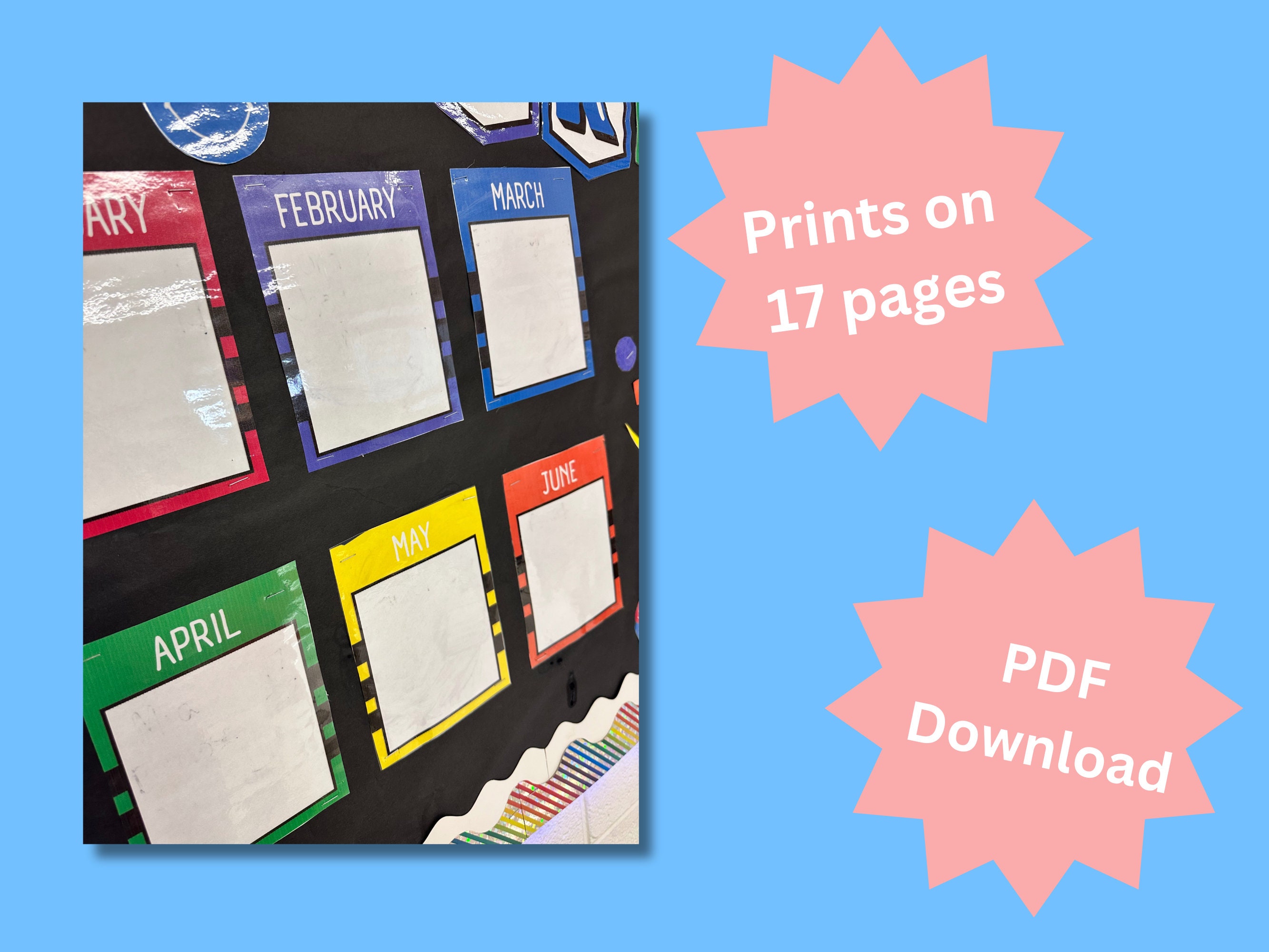 Birthday Bulletin Board, Rainbow and Stripes Theme, Classroom Decor ...