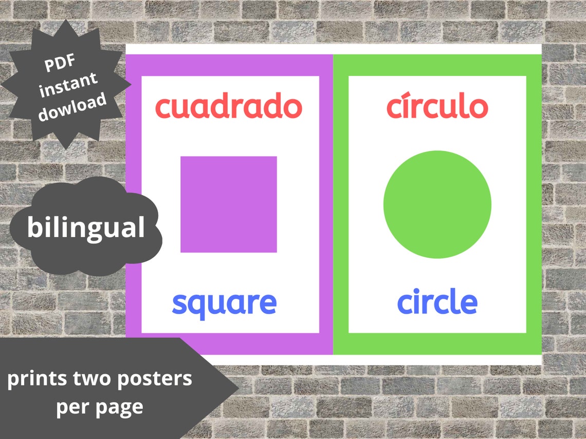 Bilingual Shapes Posters for Classroom, Dual Language, Daycare Decor - Etsy