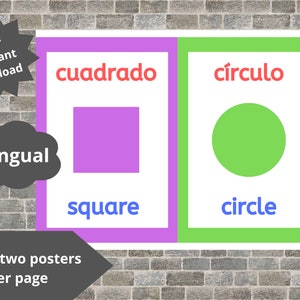 Bilingual Shapes Posters for Classroom, Dual Language, Daycare Decor - Etsy