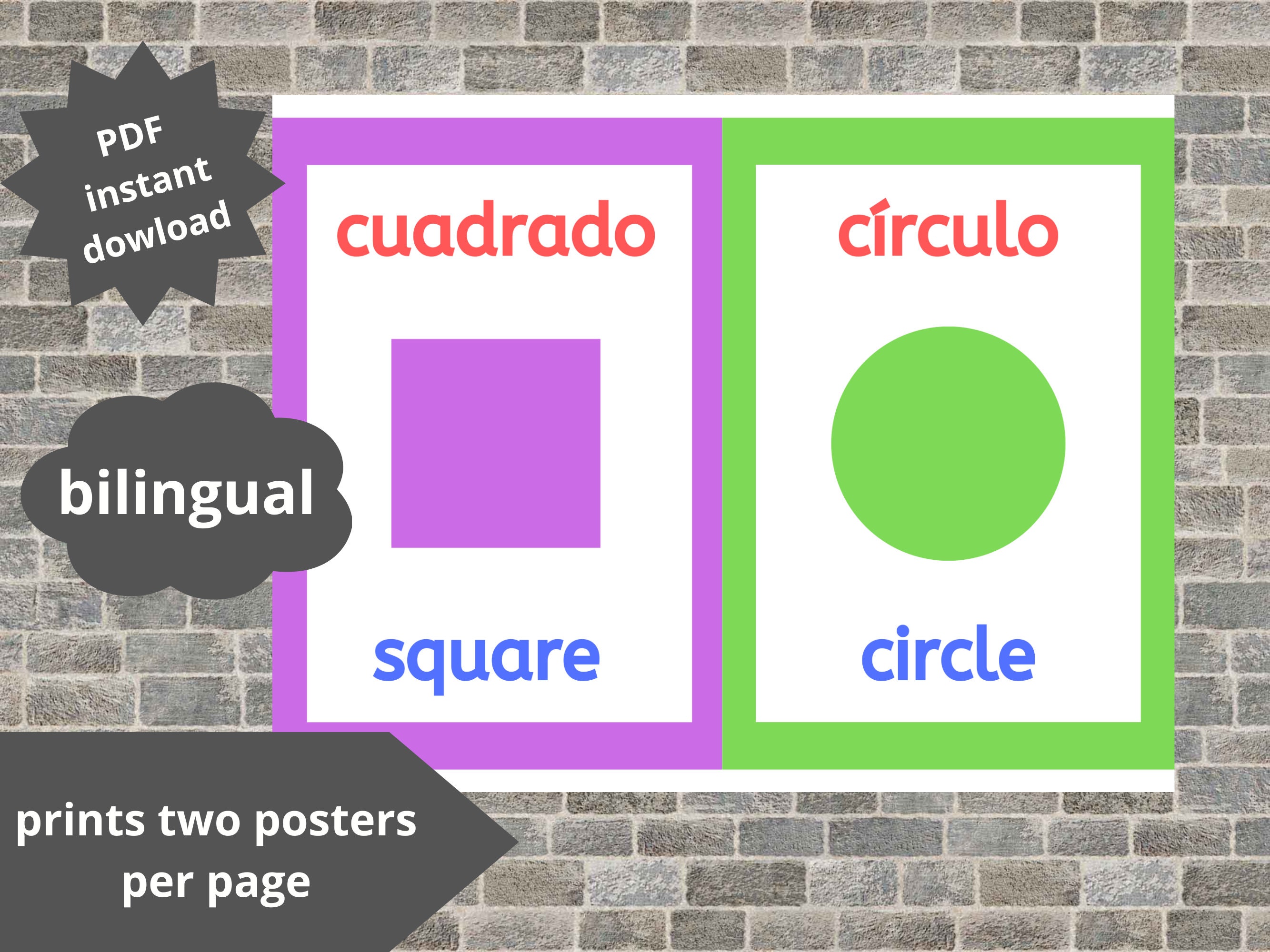 Bilingual Shapes Posters for Classroom, Dual Language, Daycare Decor - Etsy