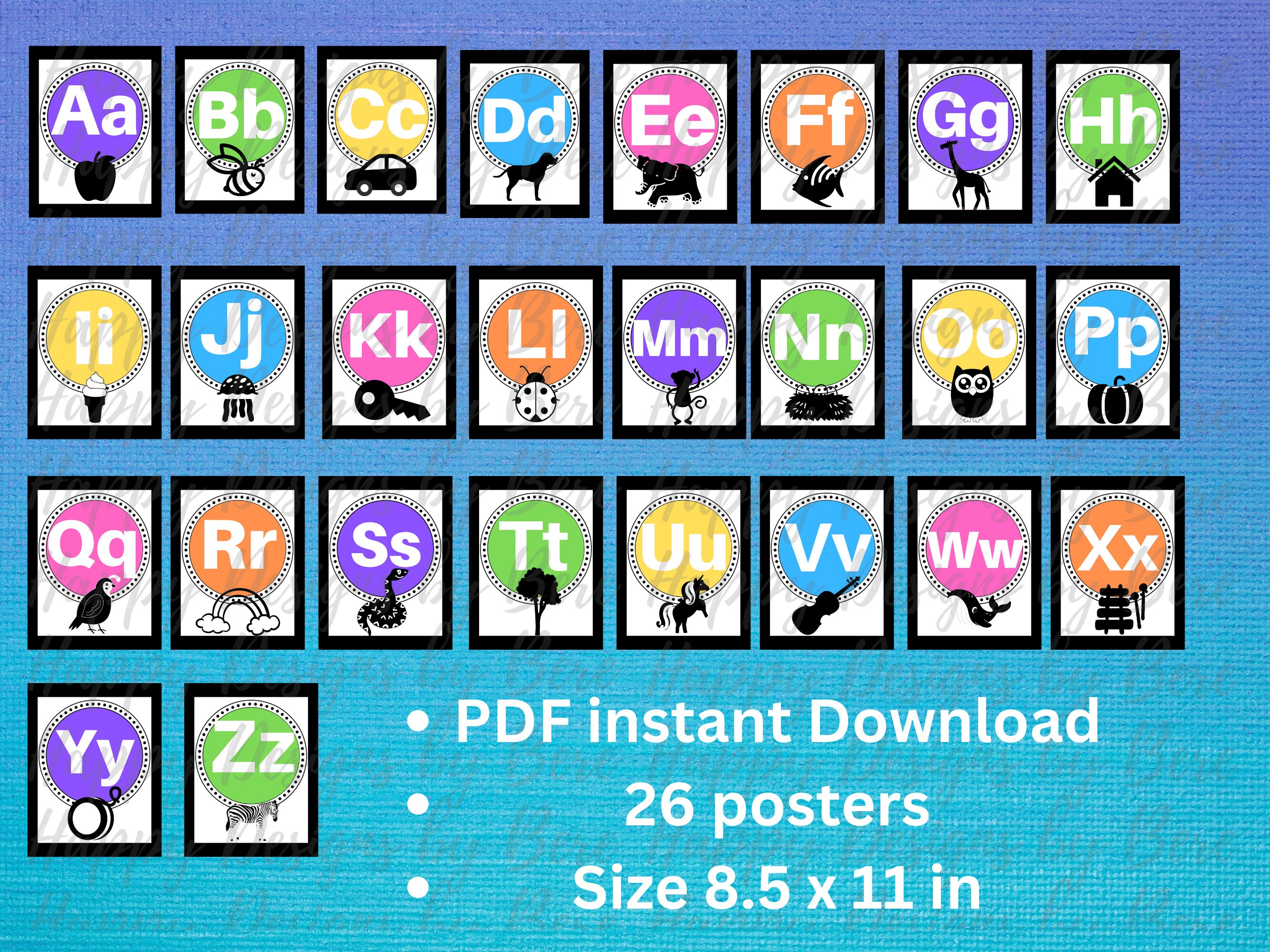 Rainbow Alphabet Posters, English, Classroom Decor, Daycare Decor, PDF ...