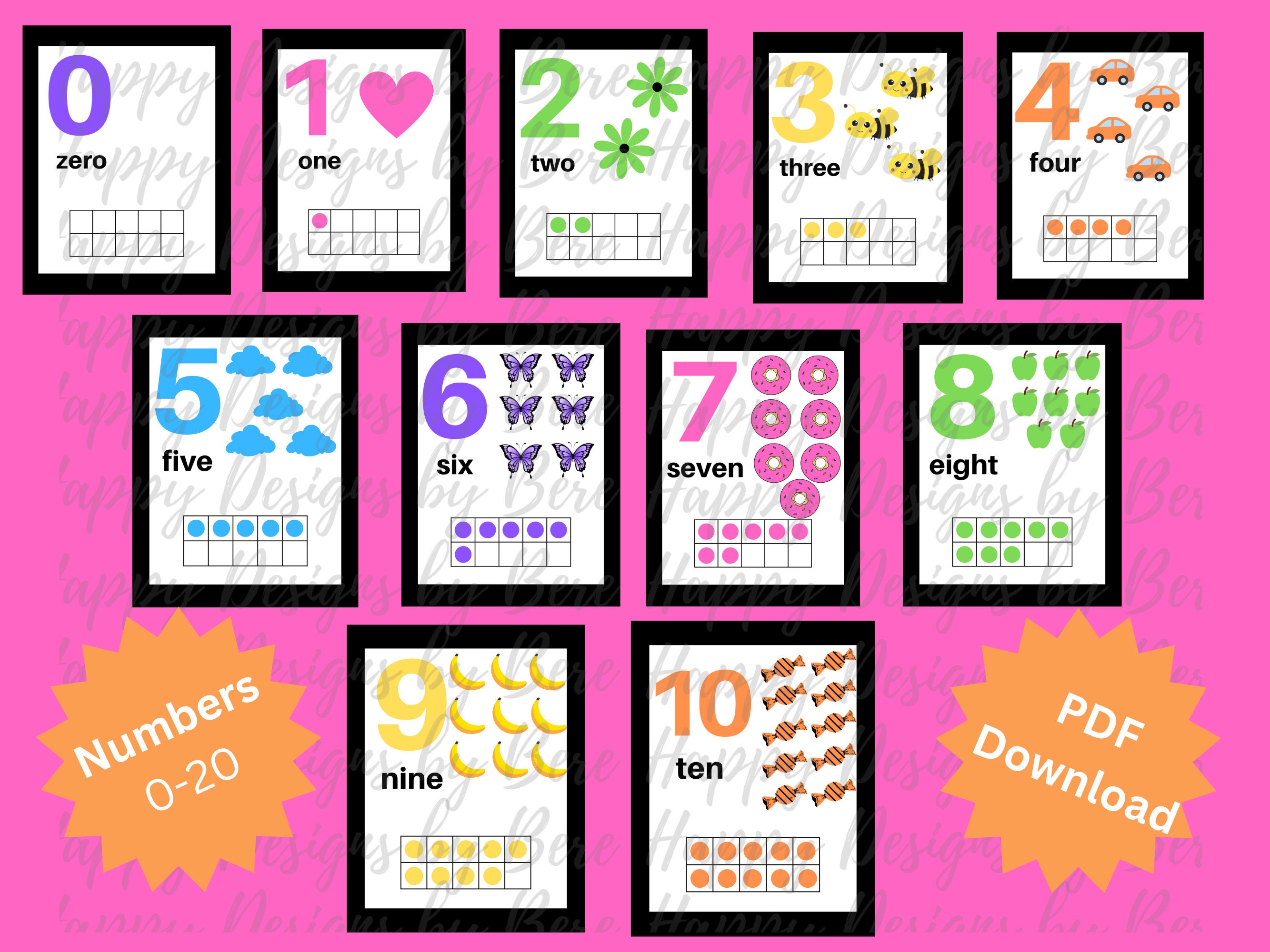 Number Ten- Frame Posters, English, PDF Download - Etsy