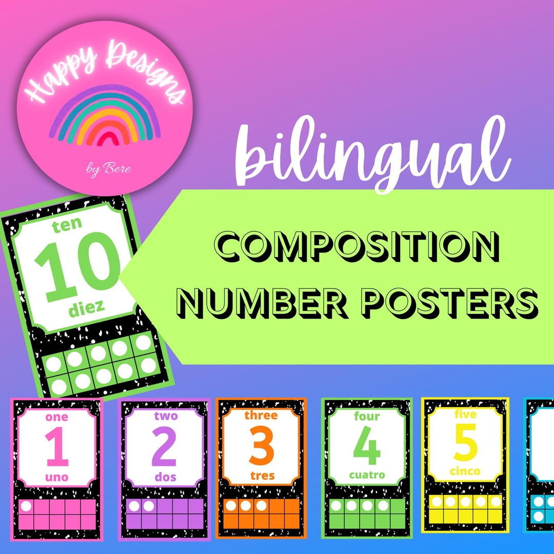 Composition Theme Ten Frames Bilingual Number Posters 1-20, Dual ...