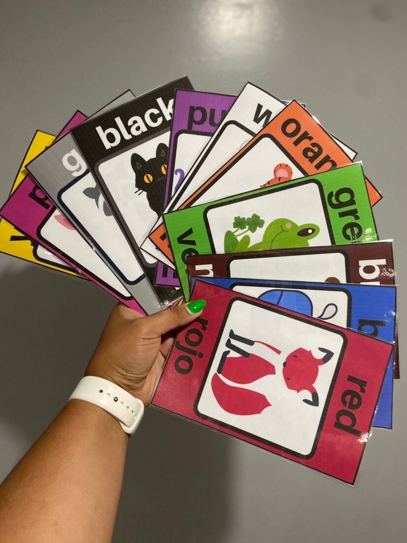 Bilingual Colors Posters Animal Theme, Dual-language Classroom, PDF ...