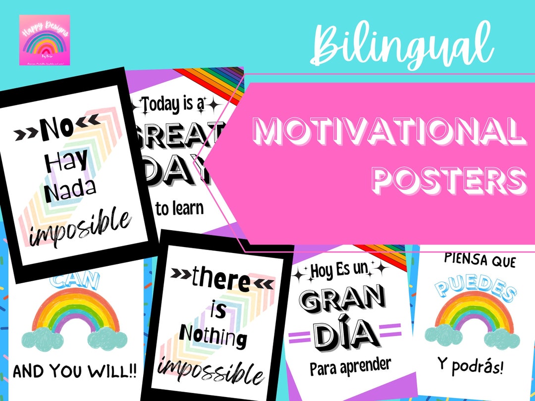 Motivational Classroom Posters, English and Spanish - Etsy