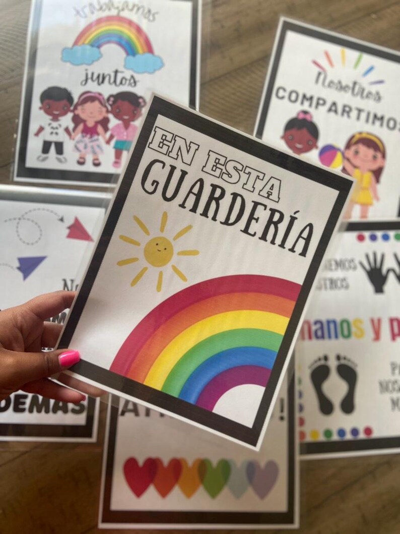 Bilingual Classroom Posters, Rainbow Theme, PDF Download - Etsy