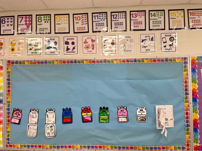 Bilingual Number Ten Frames Posters in Rainbow Colors, Dual-languange ...