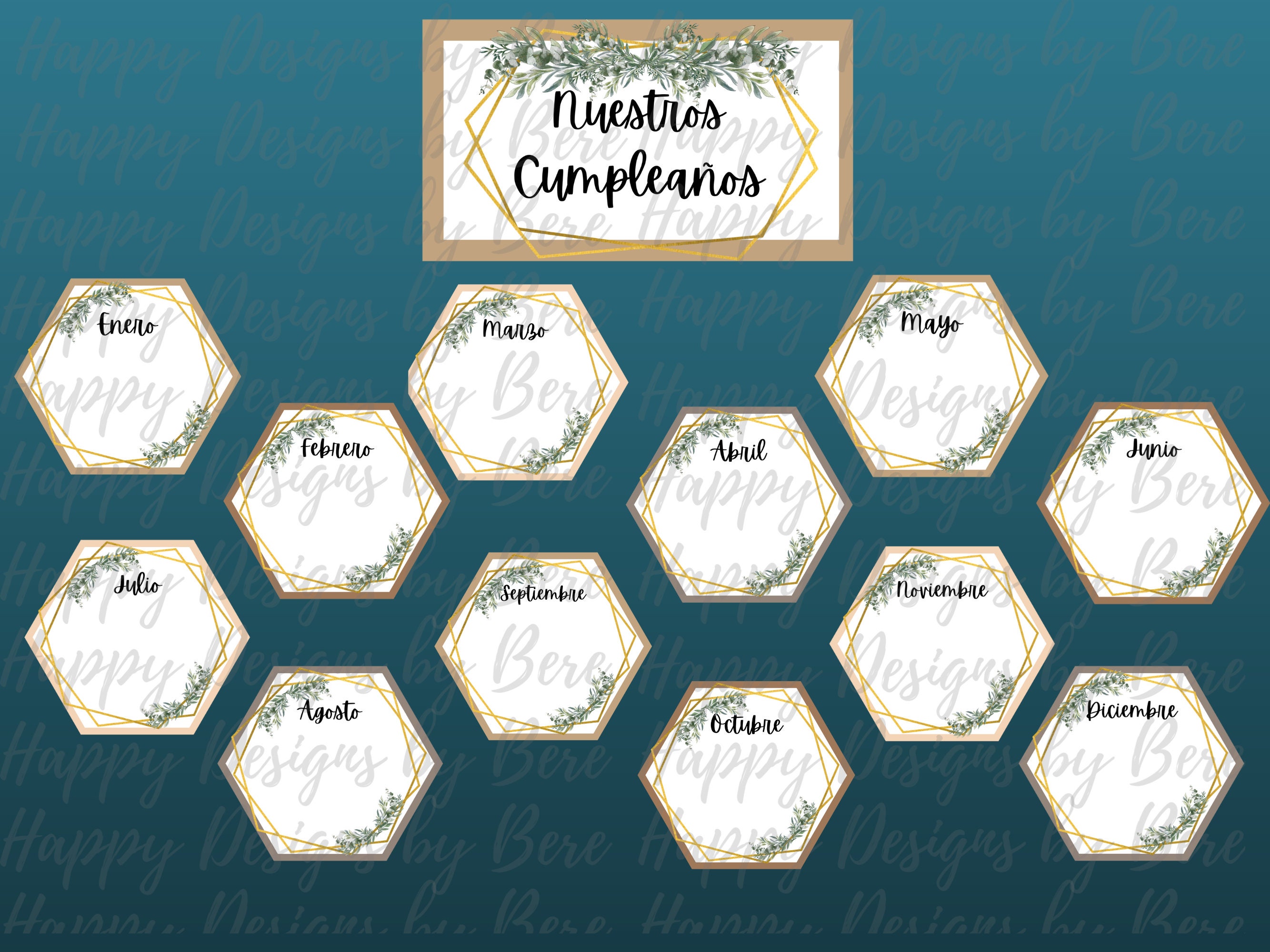 Spanish Birthday Posters, Bilingual Classroom, Neutral Colors, Dual ...