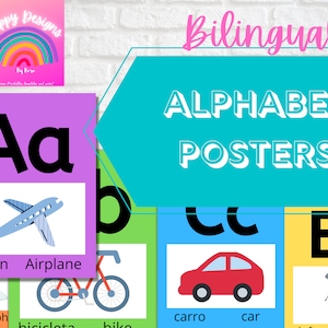 Bilingual Rainbow Alphabet Posters Dual Language Classroom - Etsy