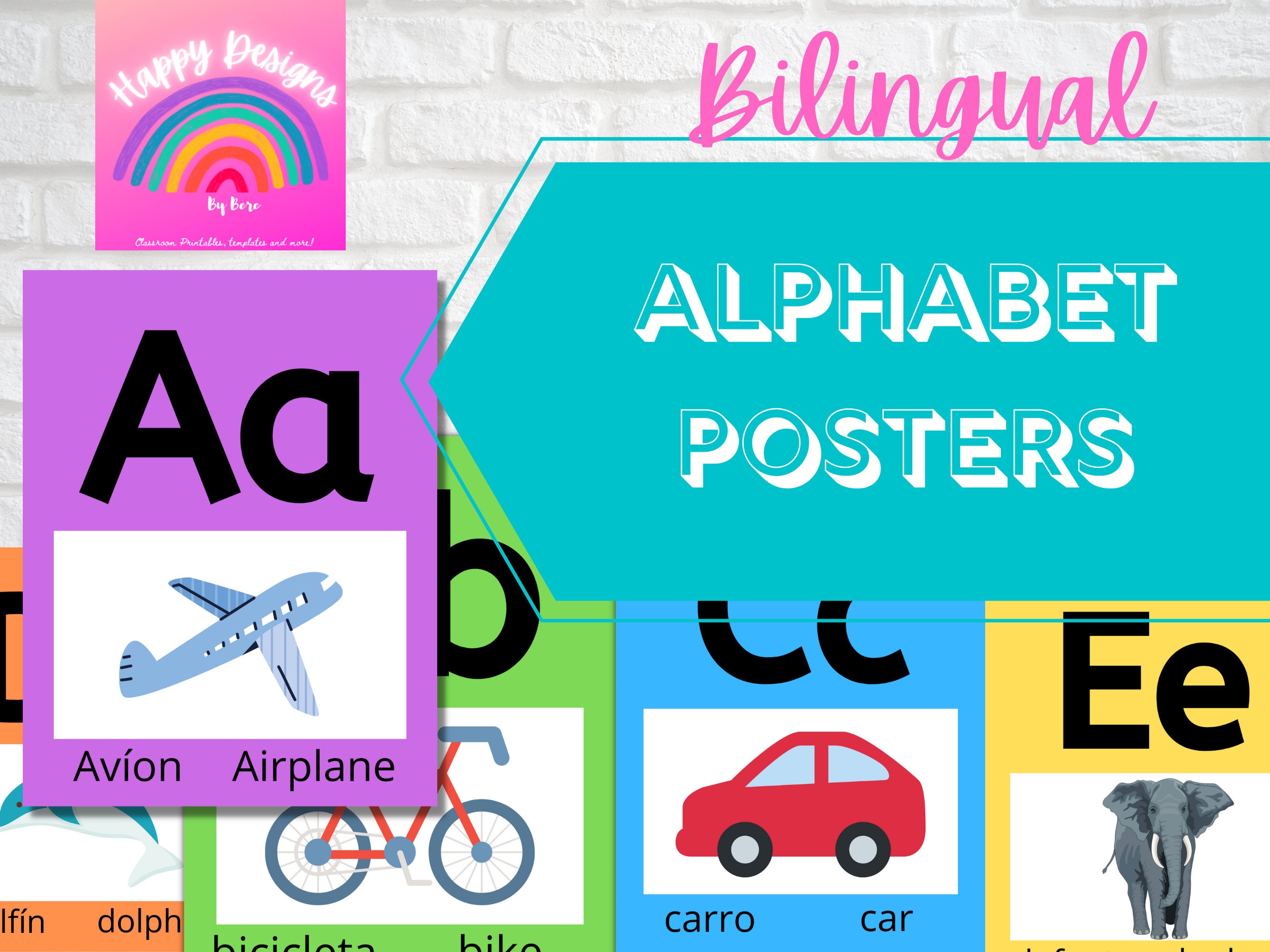 Bilingual Rainbow Alphabet Posters, Dual Language Classroom, PDF ...