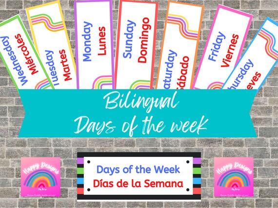 Days of the Week Posters Bilingual Dual Language Classroom - Etsy