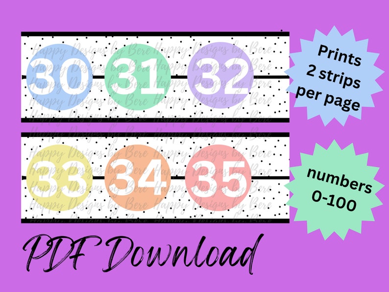 Number Line in Rainbow Pastels Colors, Classroom Decor, PDF Download - Etsy
