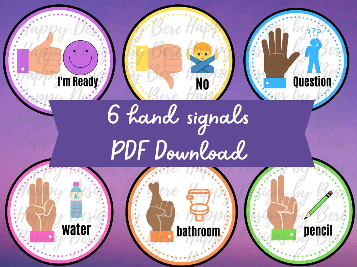 Rainbow Classroom Hand Signals, Classroom Management,pdf File - Etsy