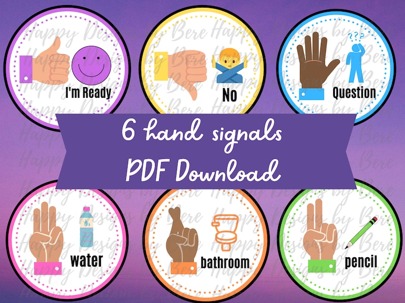 Rainbow Classroom Hand Signals, Classroom Management,pdf File - Etsy