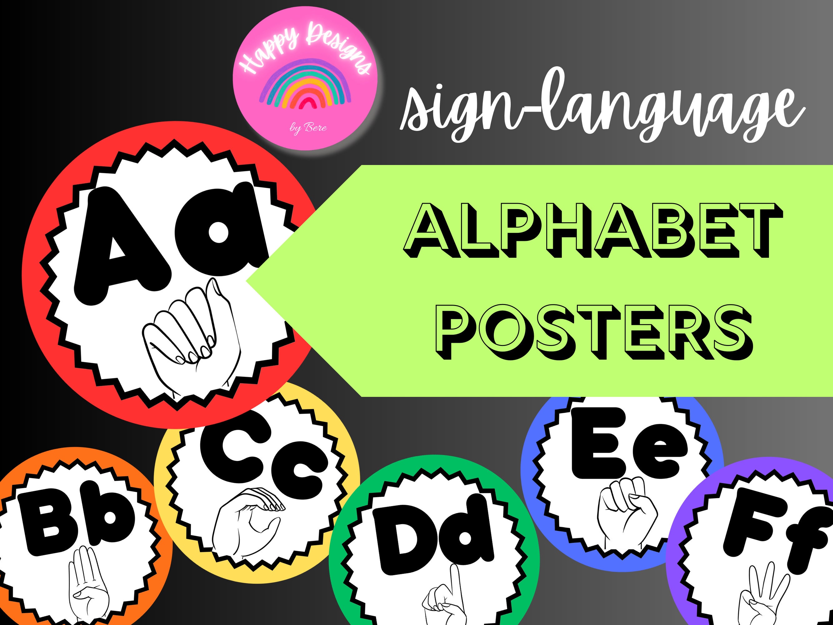 Sign Language Alphabet Posters, Classroom Decor, PDF Download - Etsy