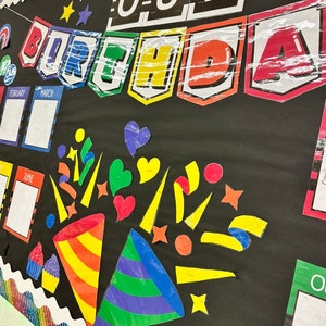 Birthday Bulletin Board, Rainbow and Stripes Theme, Classroom Decor ...