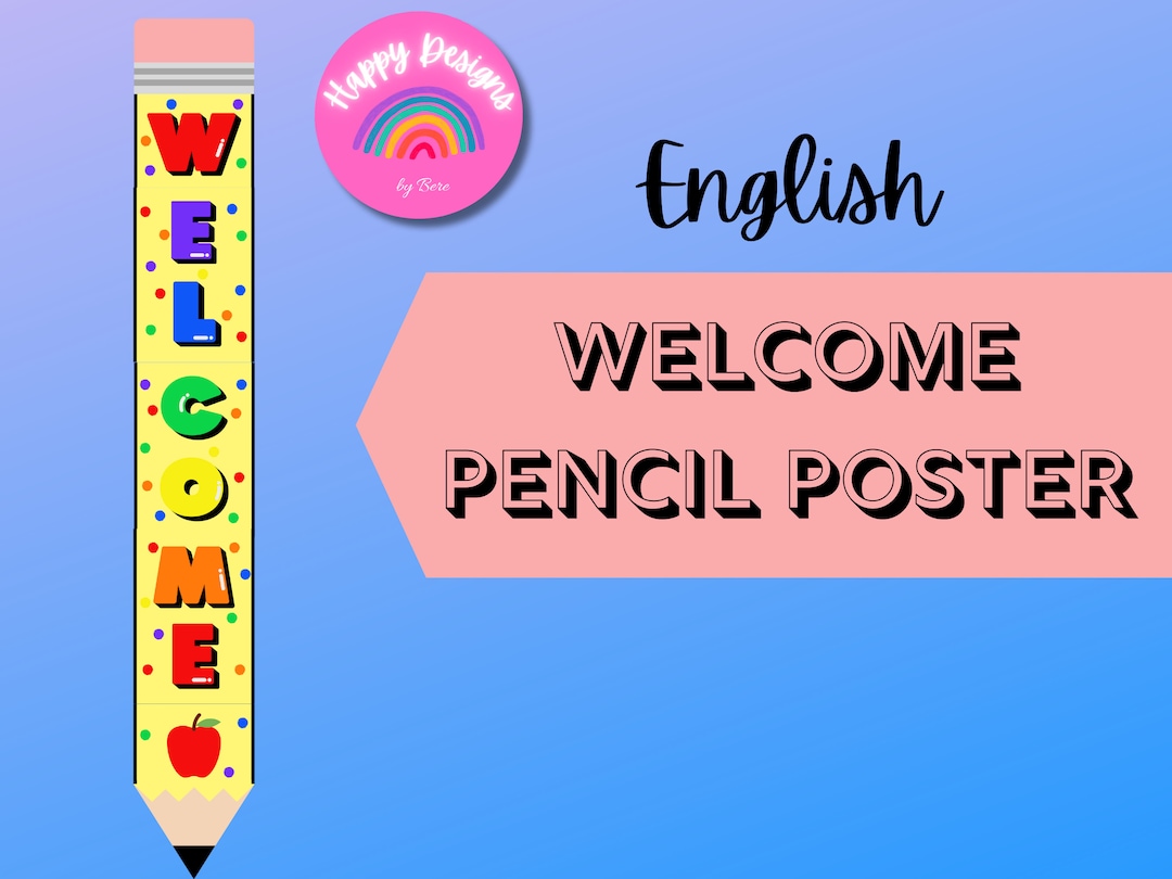 Pencil Welcome Sign, Classroom Decor, PDF Download - Etsy