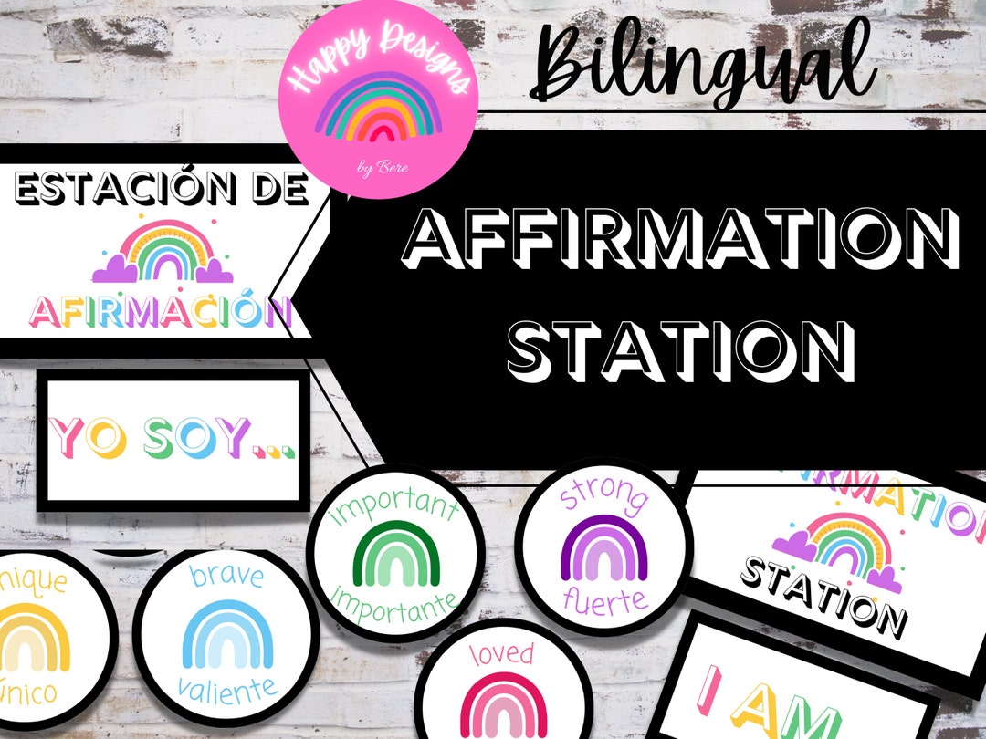 Bilingual Rainbow Affirmation Station, Dual Language - Etsy
