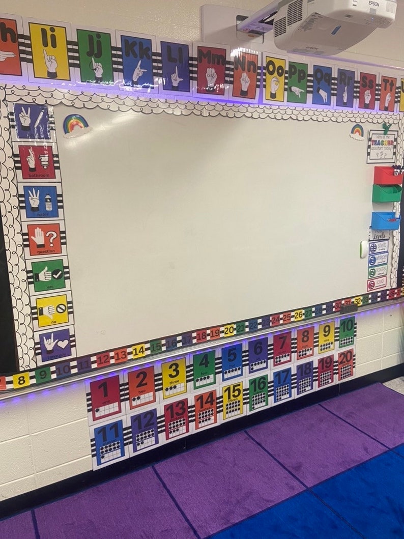Rainbow Stripes Number Line, Classroom Decor, PDF Download - Etsy