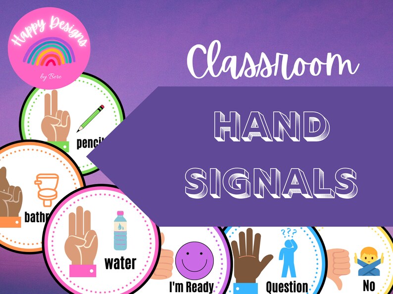Rainbow Classroom Hand Signals, Classroom Management,pdf File - Etsy