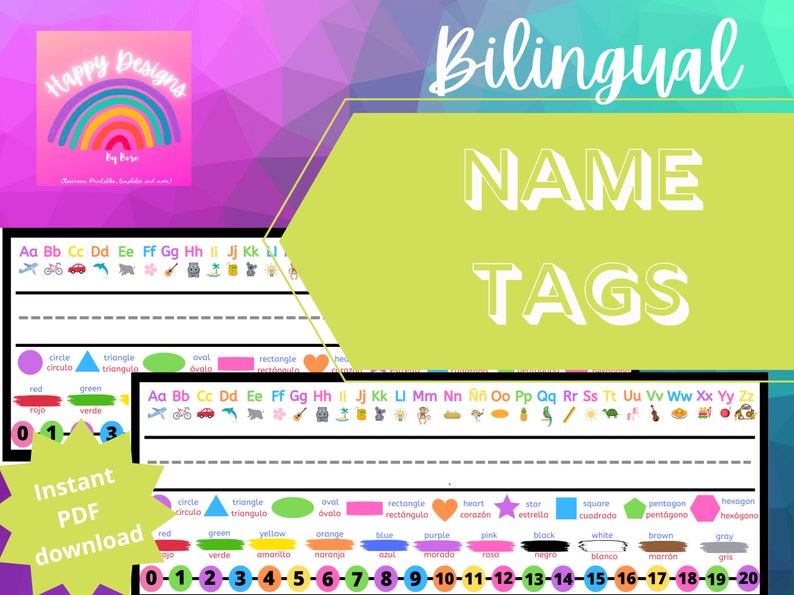 Bilingual Name Tags, Classroom Name Labels, Dual Language Classroom ...