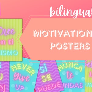 Bilingual Motivational Posters,neon, Dual Language, Instant Download ...