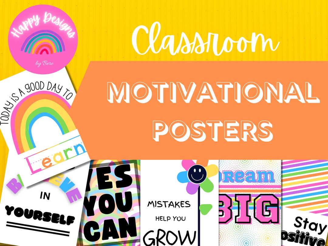 Classroom Motivational Posters,rainbow Theme, PDF Download - Etsy