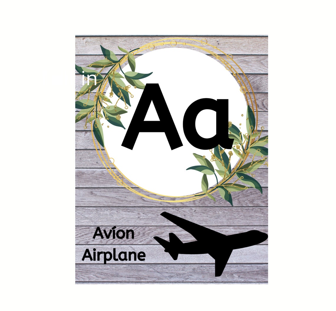 Bilingual Alphabet and Number Posters, Rustic Greenery Theme, Bonus ...