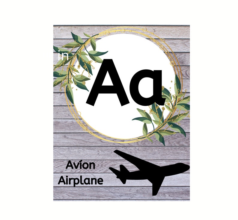 Bilingual Alphabet and Number Posters, Rustic Greenery Theme, Bonus ...