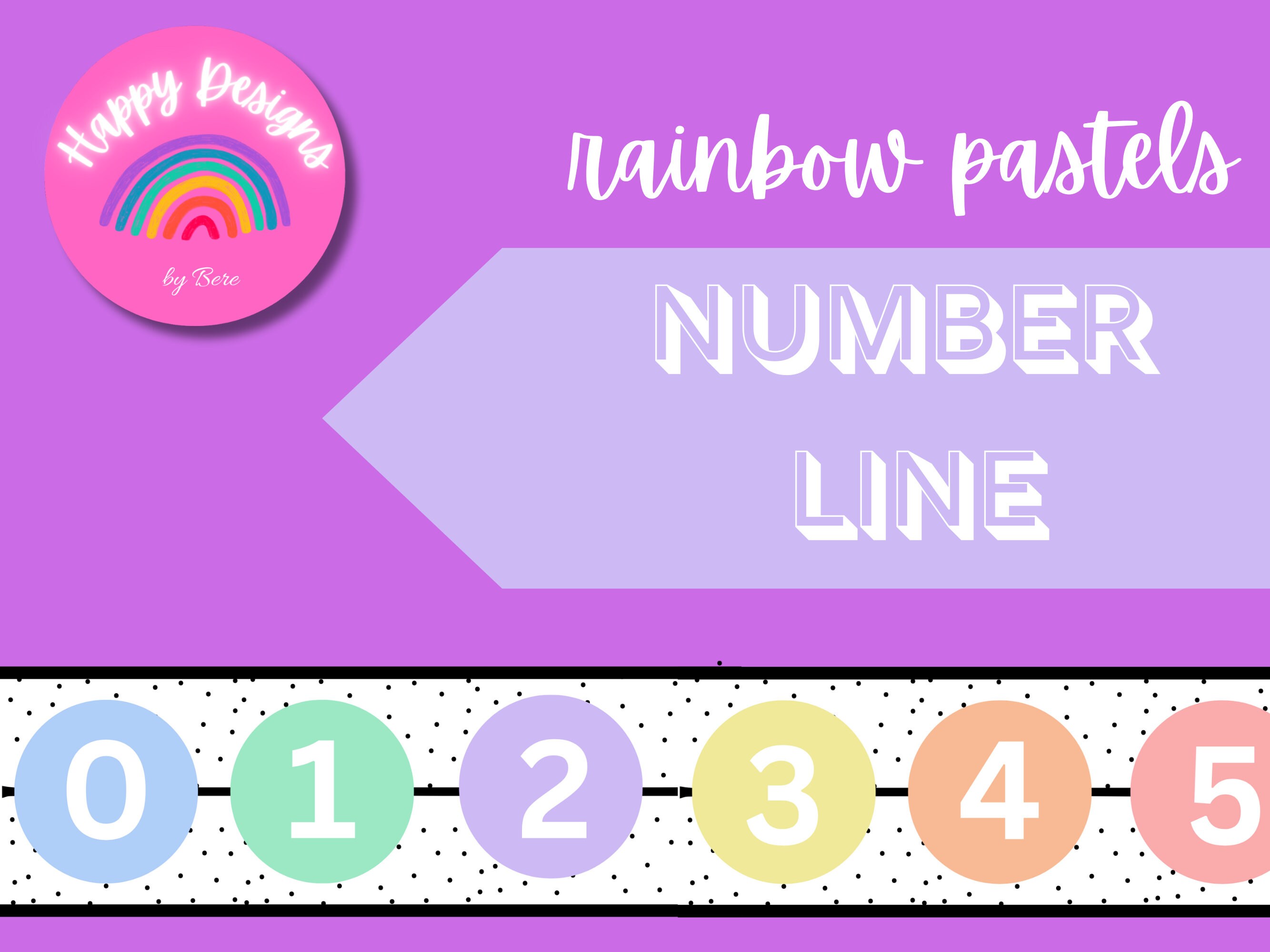 Number Line in Rainbow Pastels Colors, Classroom Decor, PDF Download - Etsy